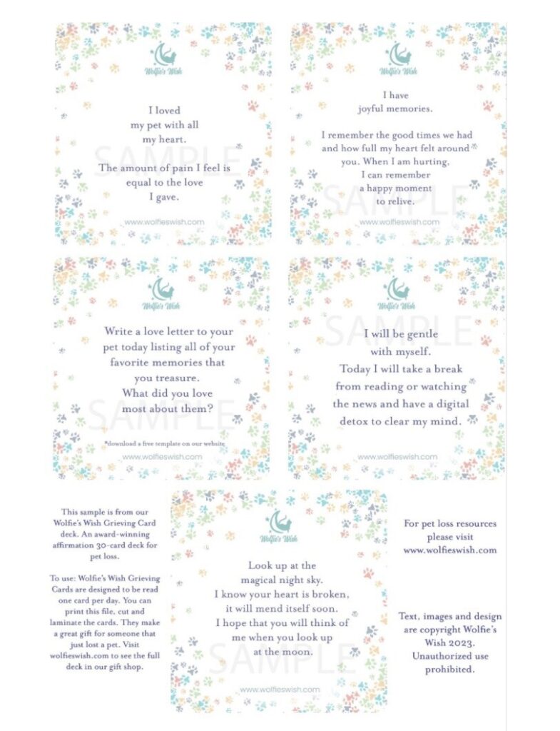 Print-ready Digital Grieving Cards for Pet Loss (PDF) - Wolfie's Wish ...